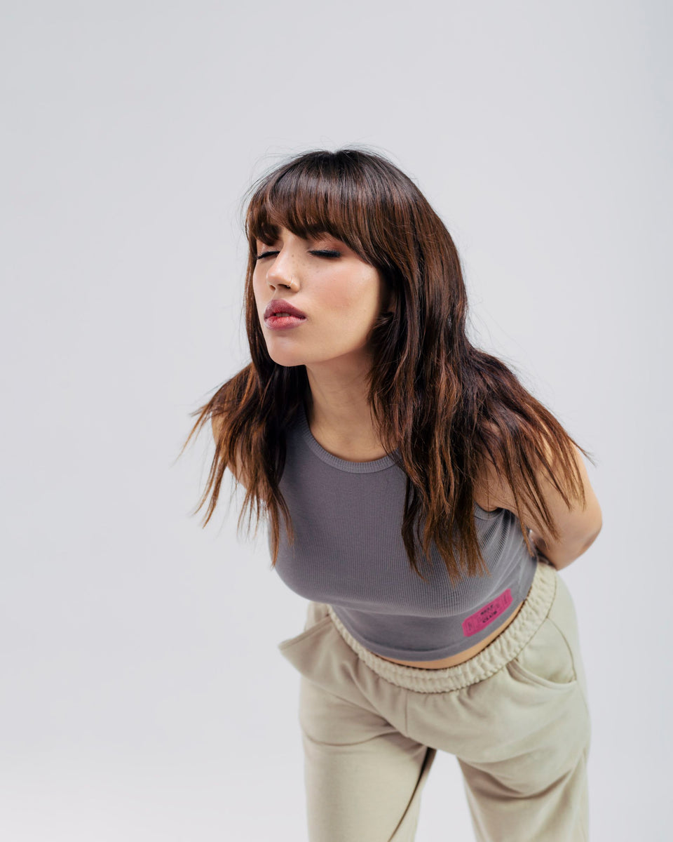 Y2K Ribbed Tank Grey – Diverse Activewear